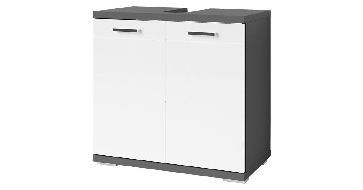 Waschbeckenunterschrank NEBRASKA anthrazit weiß Lack Hochglanz silber ...