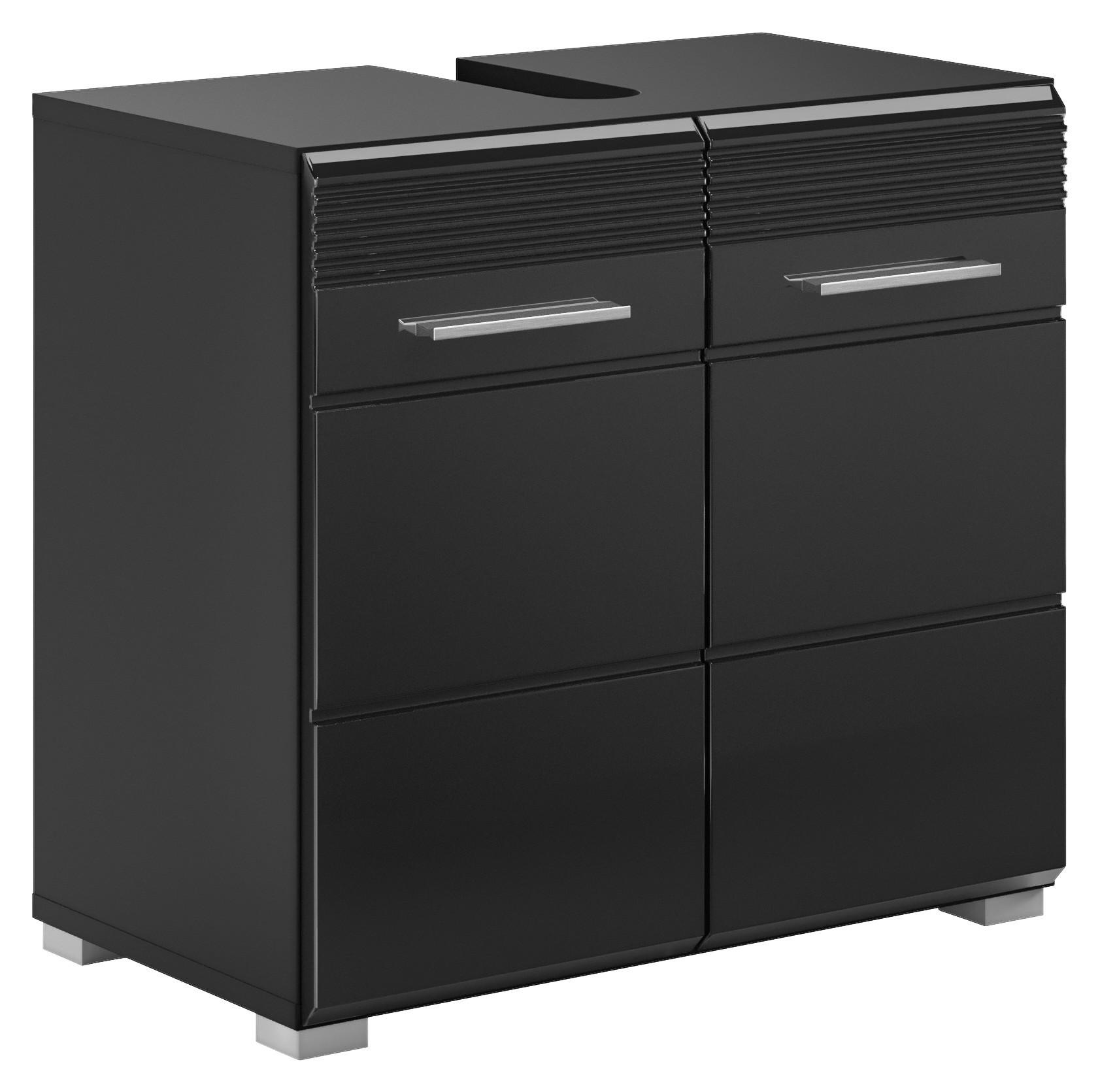 Waschbeckenunterschrank LINUS schwarz schwarz Hochglanz B/H/T: ca ...