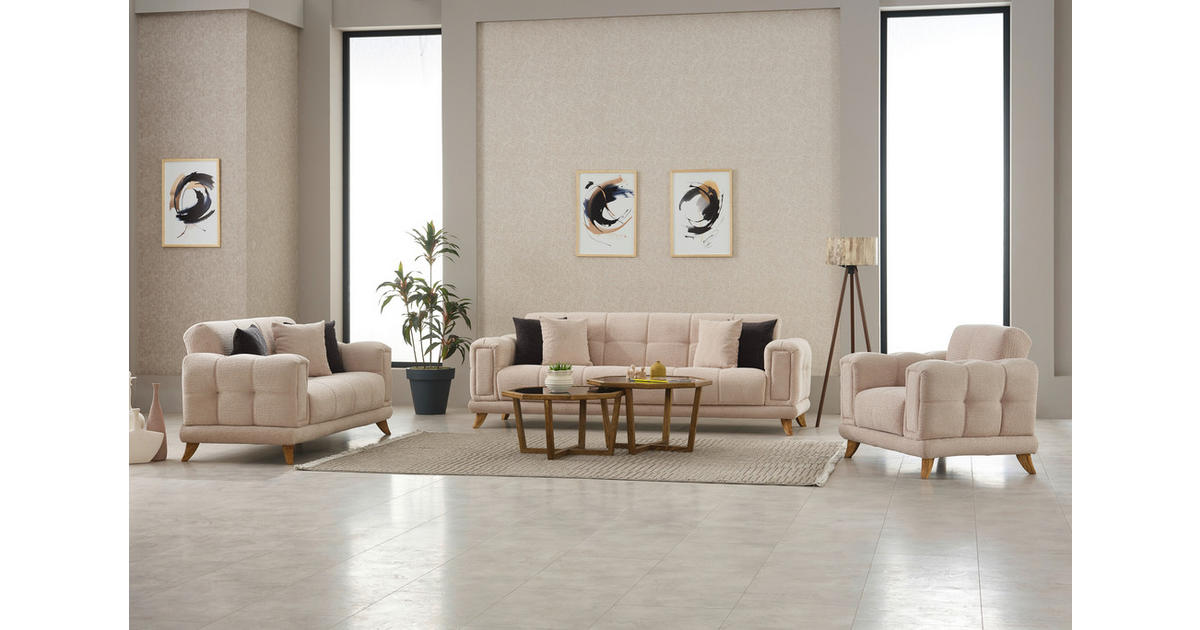 Sofa 3-2-1 Rixos beige Webstoff online bei POCO kaufen