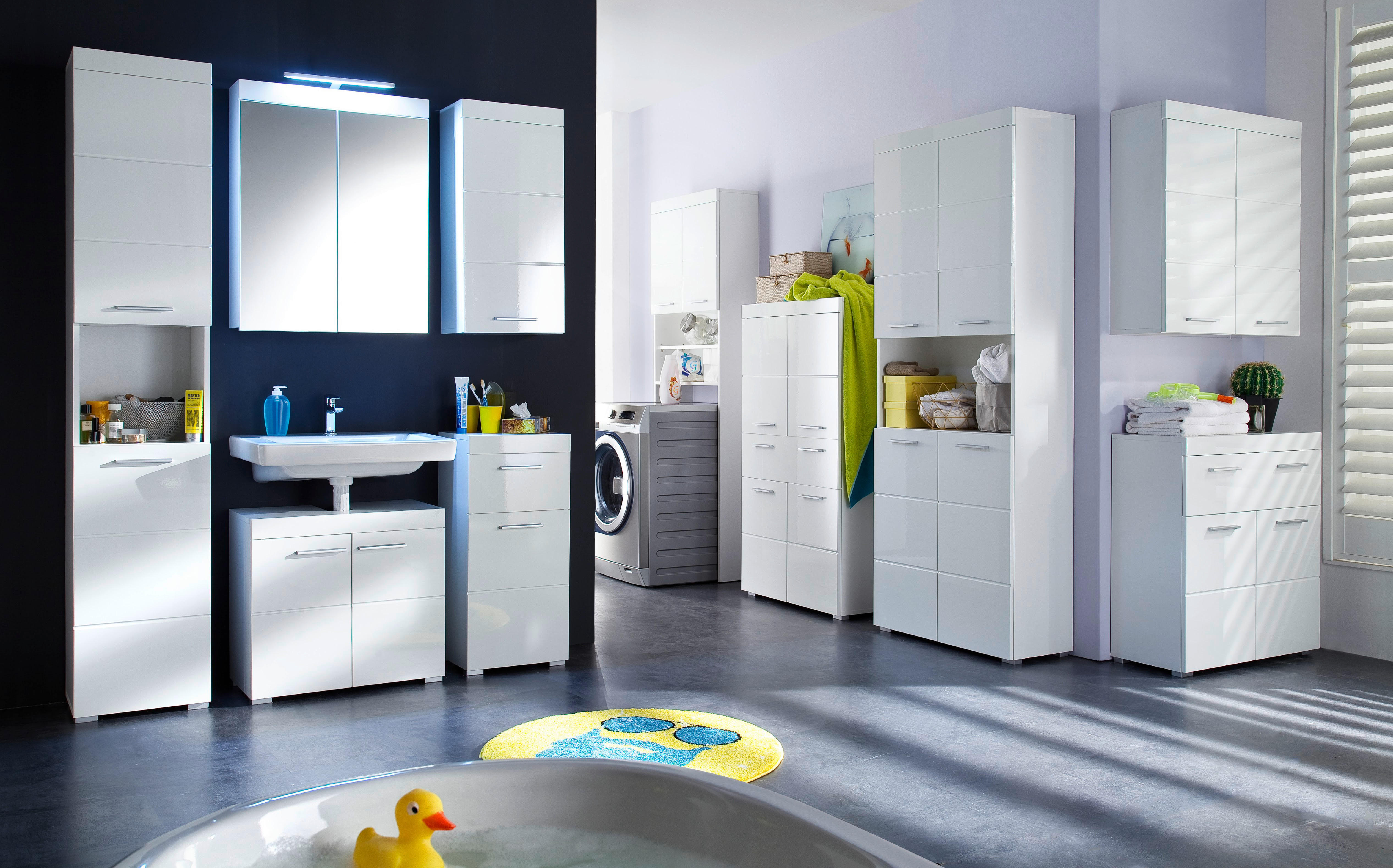 Waschbeckenunterschrank Amanda weiß weiß Hochglanz B/H/T: ca. 60x56x34 ...