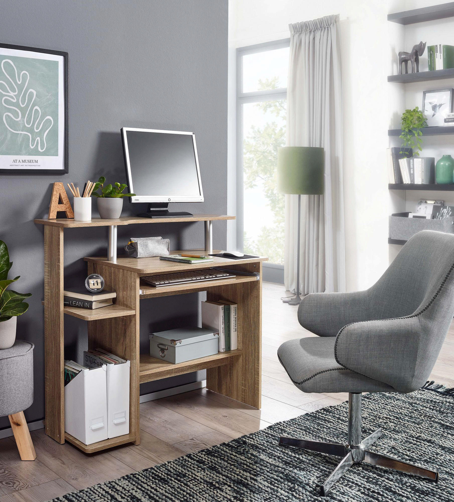 Computertisch Eiche Sonoma Nachbildung B/H/T: ca. 94x90,5x48,5 cm ...