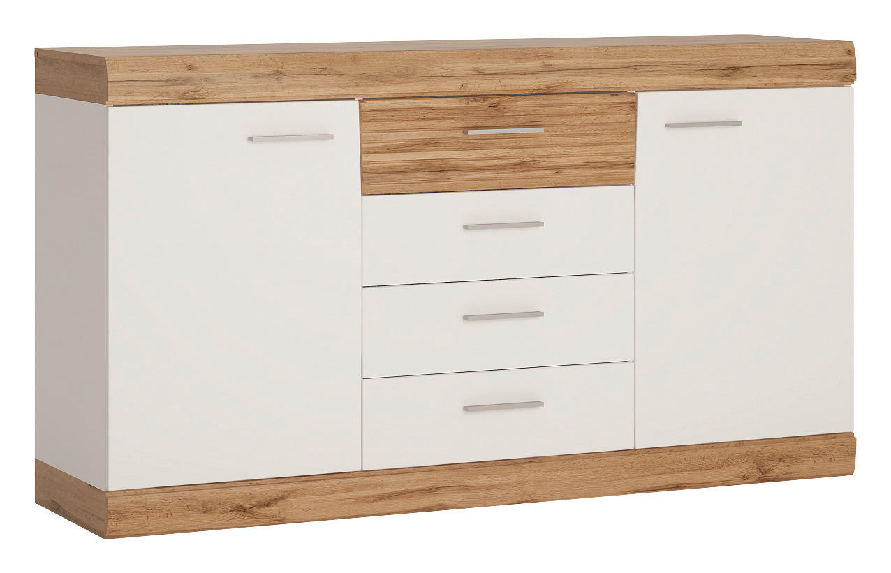 Sideboard Merida Eiche Wotan Nachbildung weiß Hochglanz B/H/T: ca ...