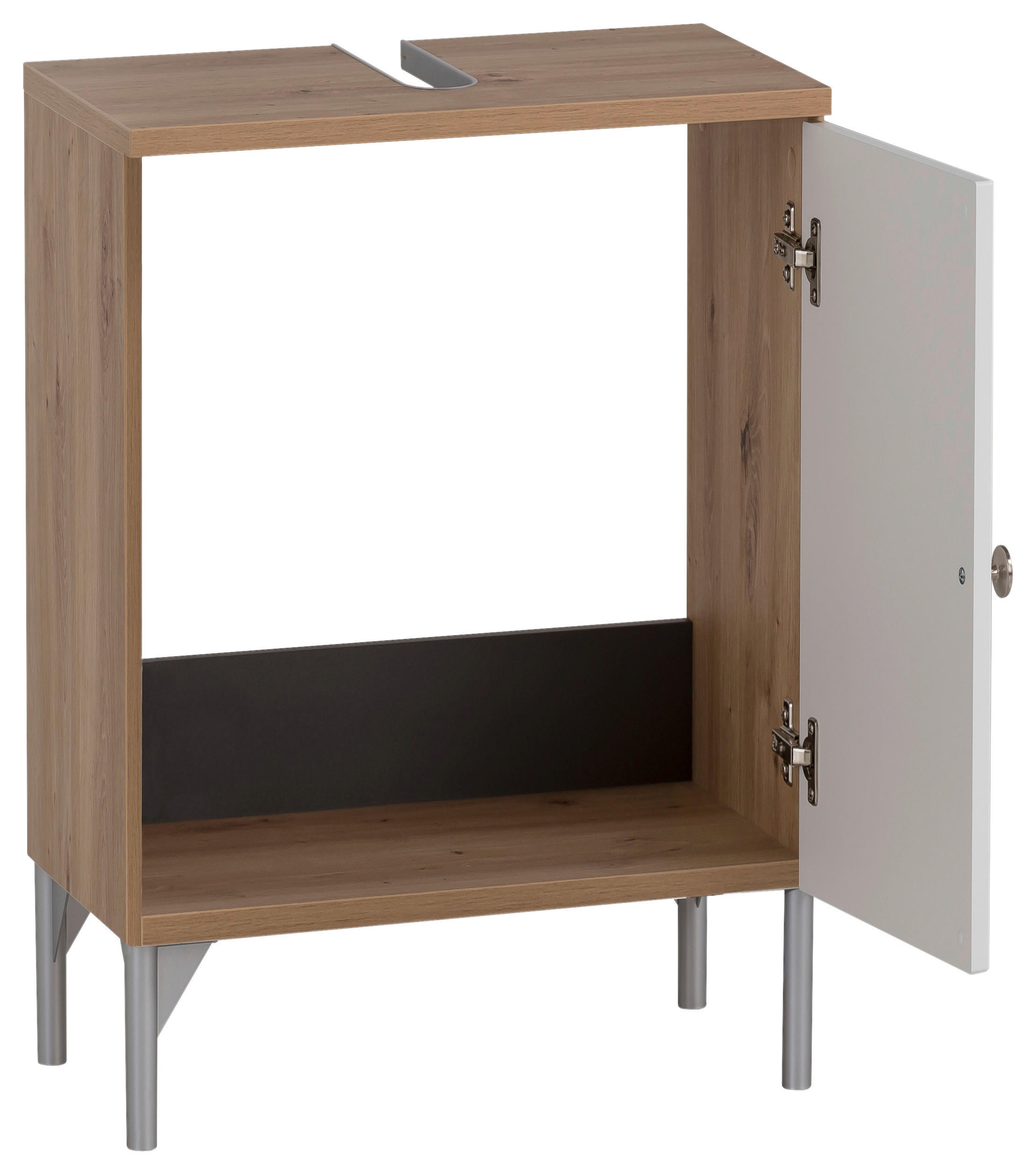 Waschbeckenunterschrank Jesper Eiche Artisan Nachbildung weiß matt B/H ...