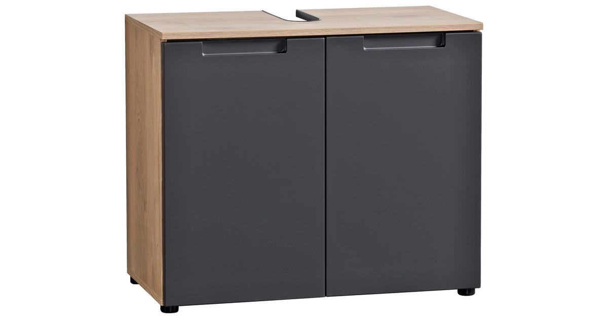 Waschbeckenunterschrank Mailand Eiche Viking Nachbildung anthrazit B/H ...