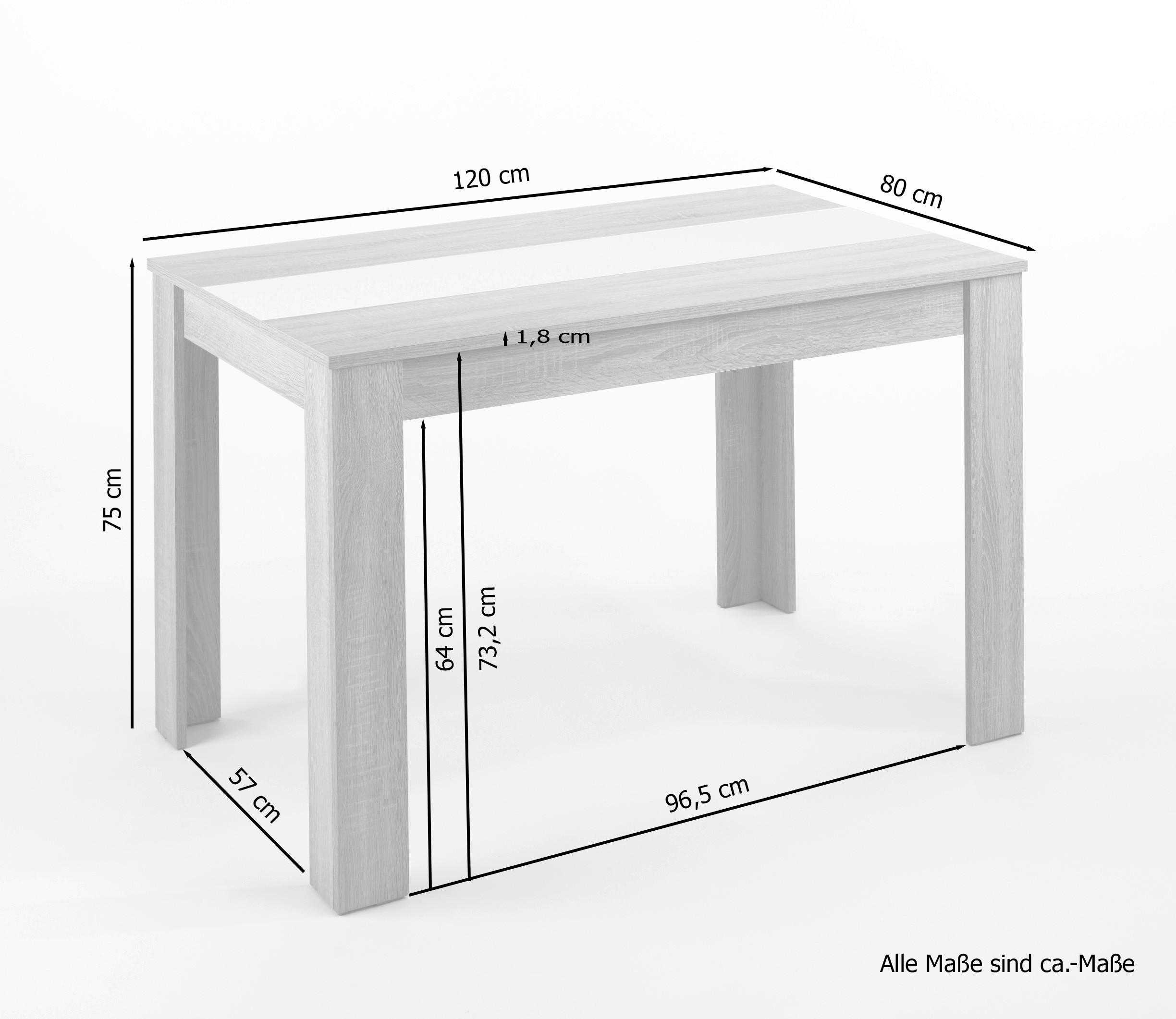 Tisch NORI Eiche Sonoma Nachbildung B/H/T: ca. 120x75x80 cm online bei ...